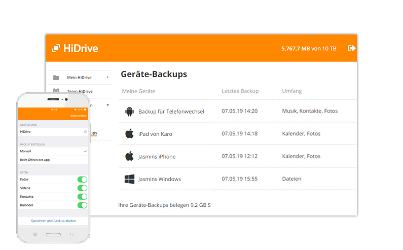 HiDrive Cloud-Speicher mit viel Platz für Ihre Daten | STRATO