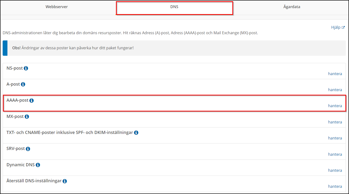 DNS-poster hos STRATO