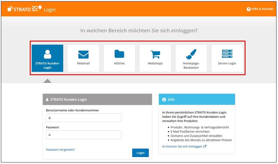 Erste Schritte im Kunden-Login Ihres STRATO Hosting-Pakets