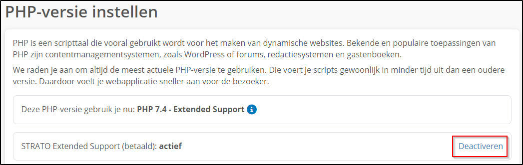 Wat is STRATO PHP Extended Support? | STRATO