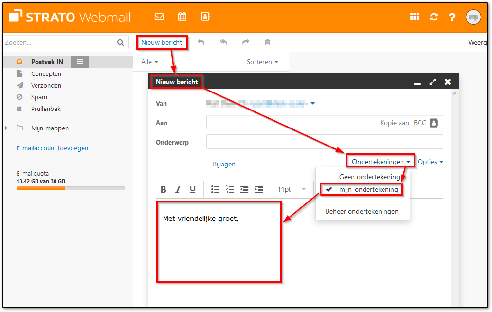Hoe kan ik in STRATO Webmail eigen e-mail handtekeningen aanmaken en ...
