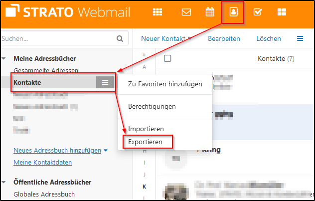 Kontakte nach Webmail importieren | STRATO