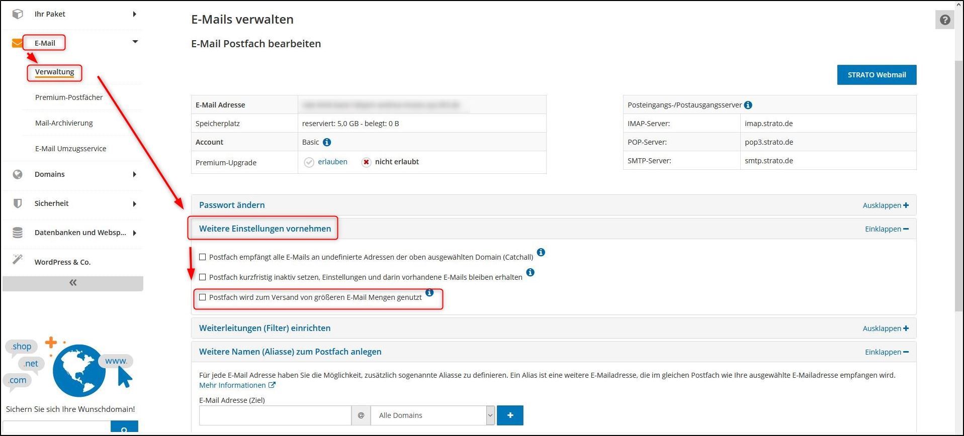 E-Mail-Adressen im Kunden-Login einrichten | STRATO