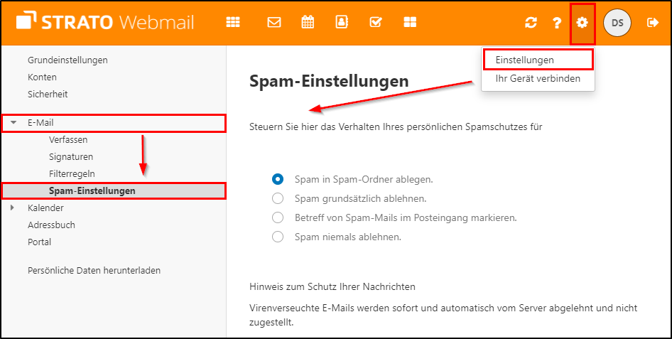 E-Mail-Filterregeln in STRATO Webmail festsetzen | STRATO