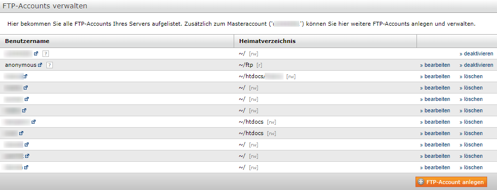 FTP-Accounts bei Managed Servern bearbeiten | STRATO