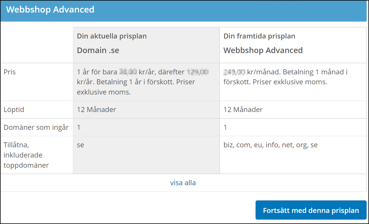 Byta till ett annat Strato paket