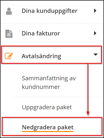 Byta till ett annat Strato paket