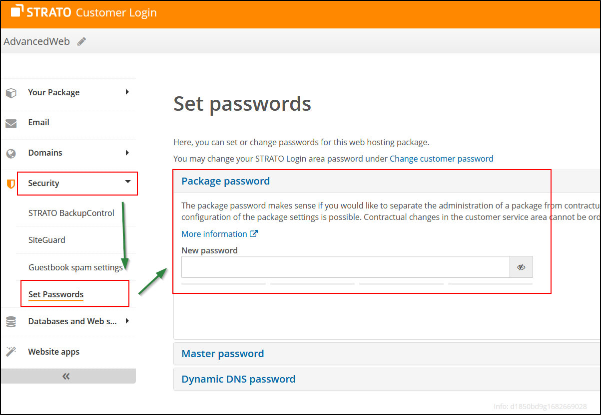 The STRATO password system | STRATO
