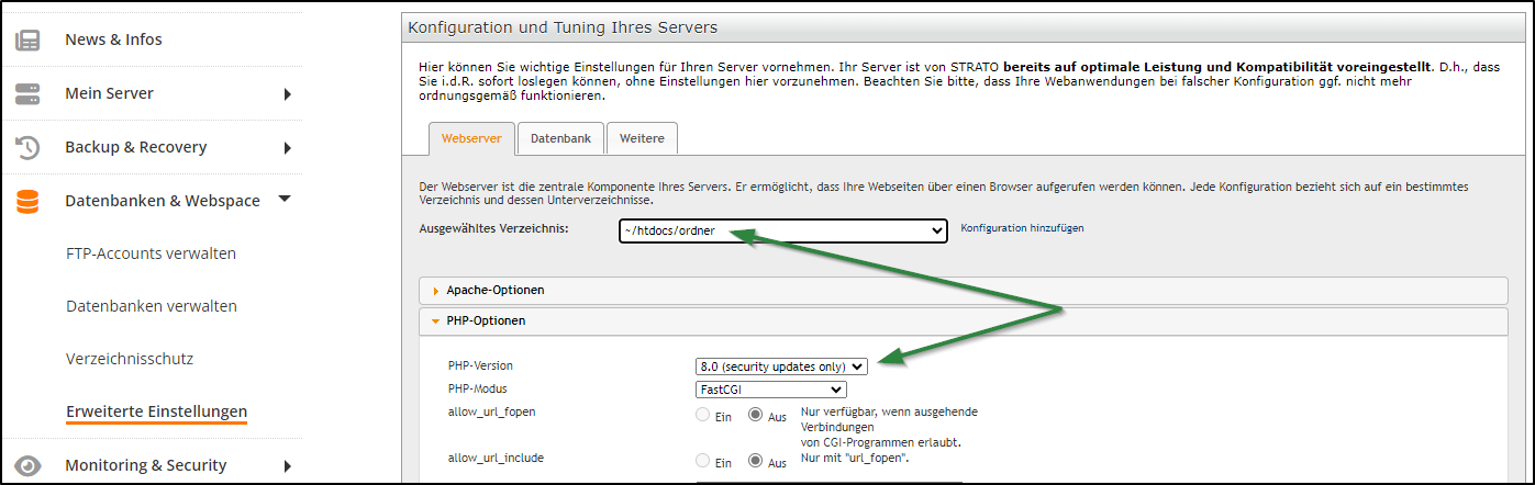 STRATO Managed Server: PHP-Versionen aktualisieren