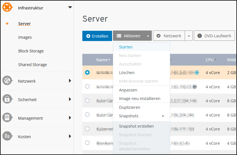 ServerCloud: Server verwalten | STRATO